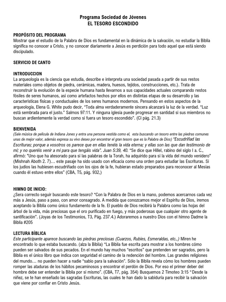 El Tesoro Escondido Programa Ja | PDF | Biblia | Dios
