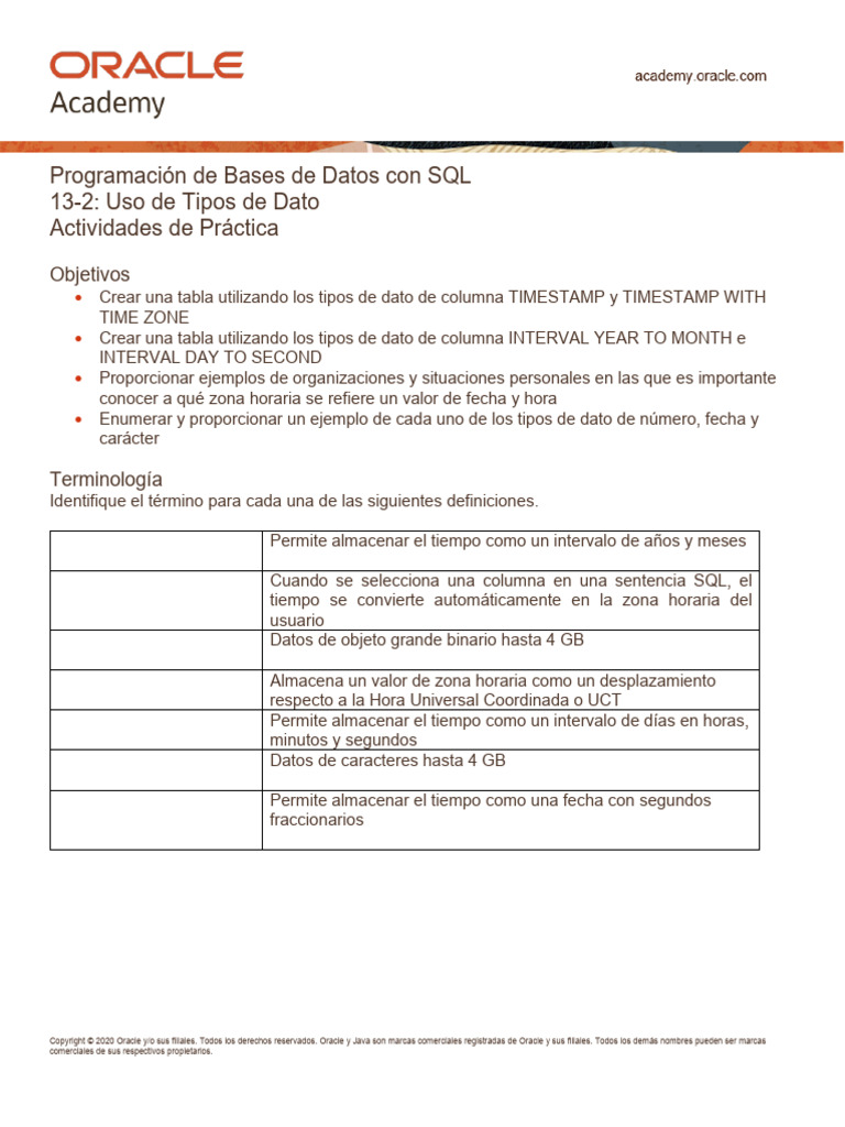DP 13 2 Practice Esp | PDF | SQL | Java (lenguaje de programación)