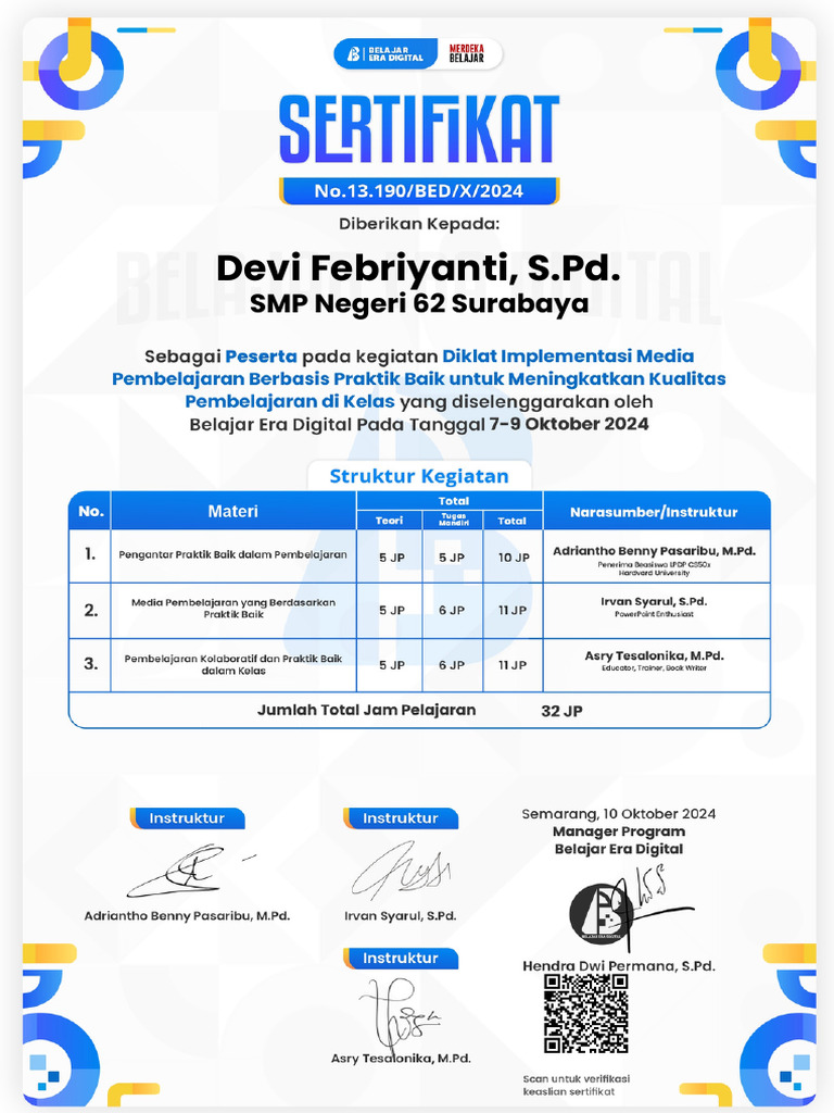Sertifikat_Devi Febriyanti, S.pd.PDF | PDF