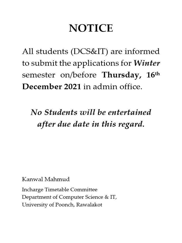 Winter Notice 2022 | PDF