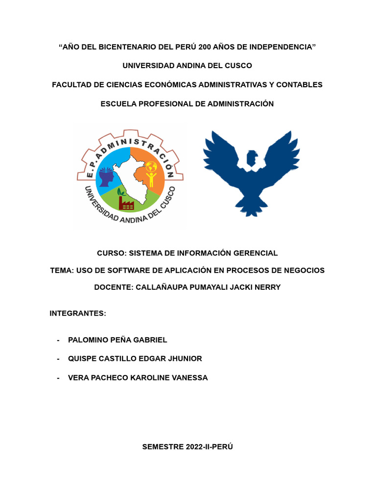 Uso de Sofware de Aplicacion en Procesos de Negocios | PDF | Software | Planificación de ...
