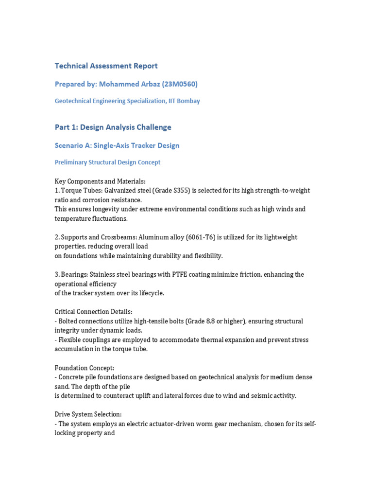 Technical Assessment Report Mohammed Arbaz 23m0560 | PDF | Structural Load | Deep Foundation