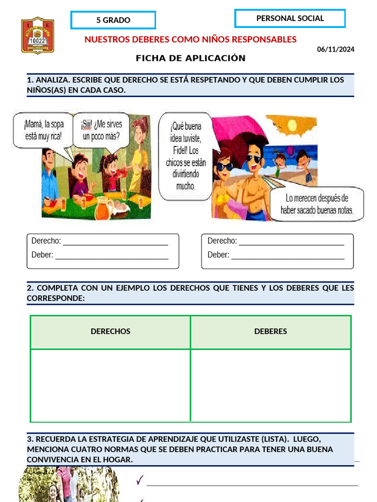 Ficha Deberes | PDF