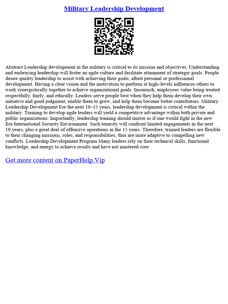 Military Leadership Development | PDF | Leadership | Goal