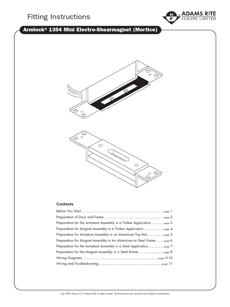 1354 0100 Adams Rite 1354 Mini Electro Magnetic Shearlock Install Info ...