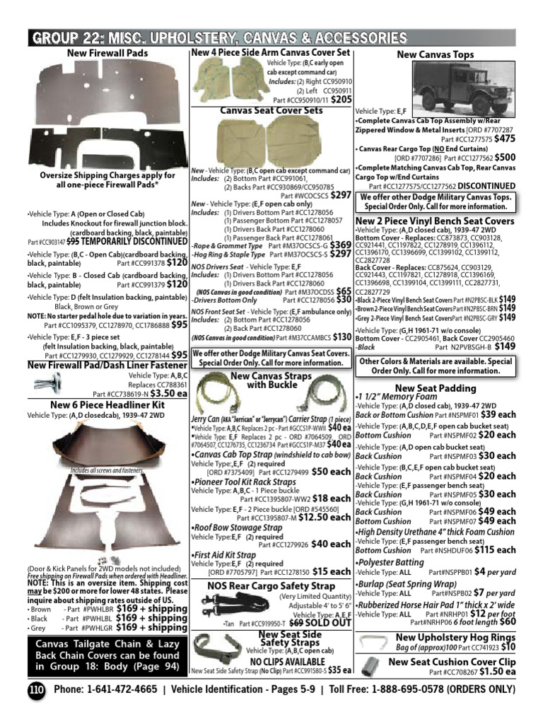 Vintage Power Wagons Parts Catalog-Group 22 Misc-Upholstry Canvas ...