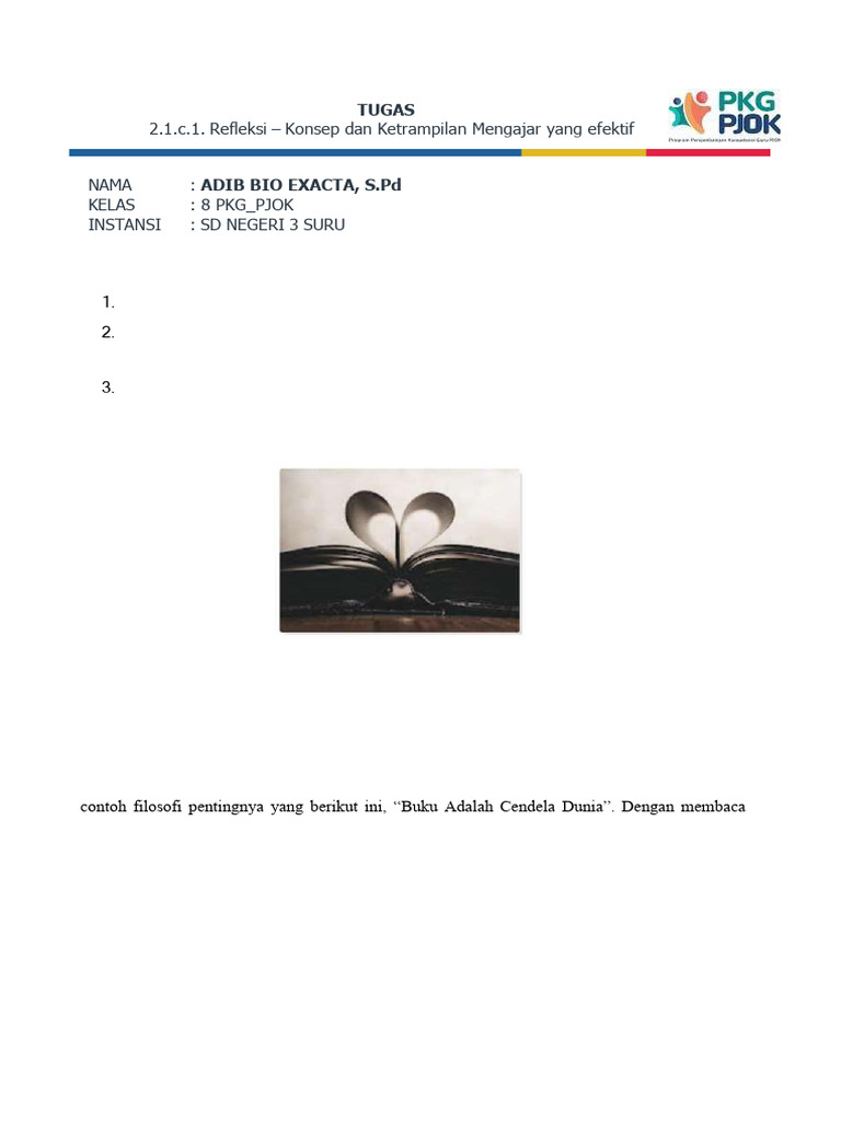 2.1.c.1. Refleksi - Konsep Dan Ketrampilan Mengajar Yang Efektif ADIB BIO EXACTA | PDF