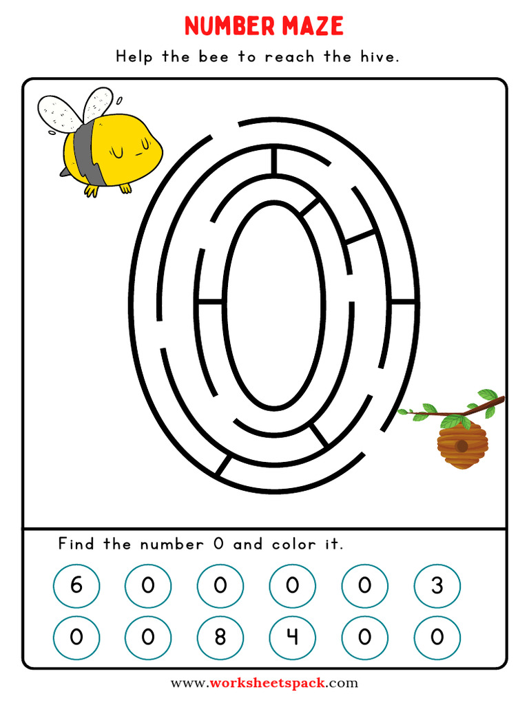 Free Number Maze Printable Worksheets PDF | PDF