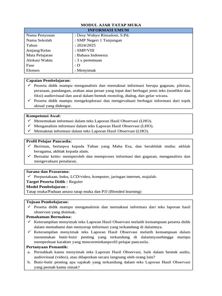 Modul Ajar Bab 1 Lho | PDF