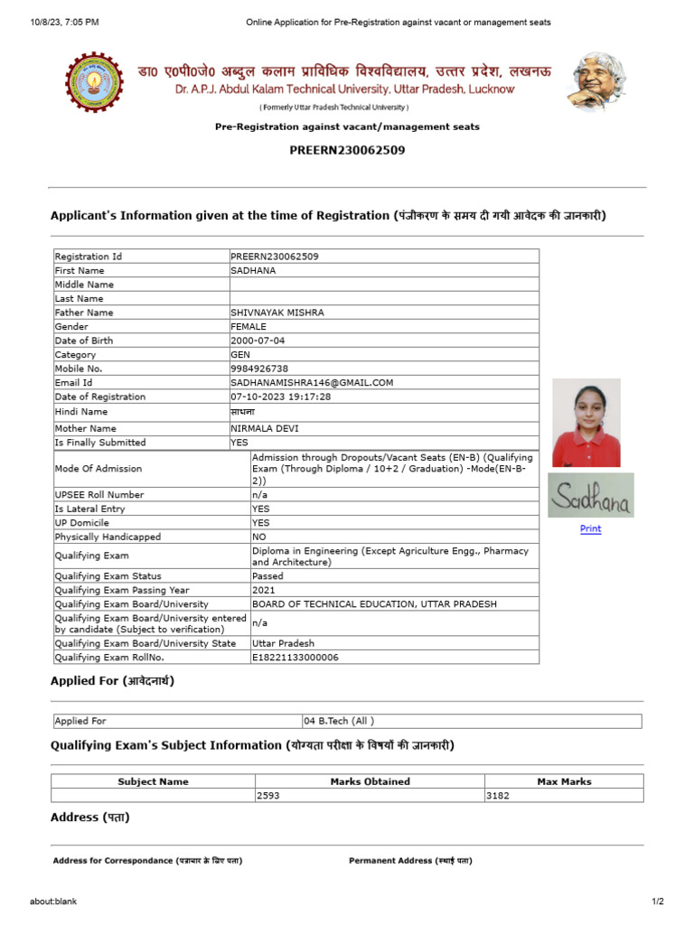 Online Application For Pre-Registration Against Vacant or Management ...