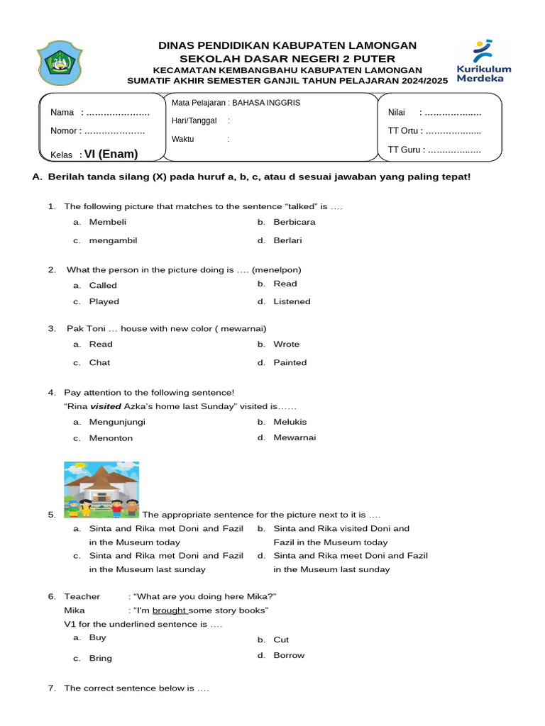 Soal Sas Bing Ganjil Kls 6 | PDF