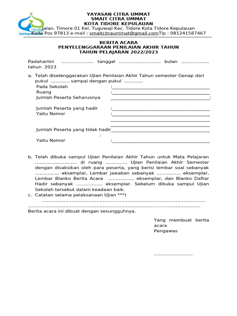 berita acara dan daftar hadir Ruang A 2022-2023 () | PDF