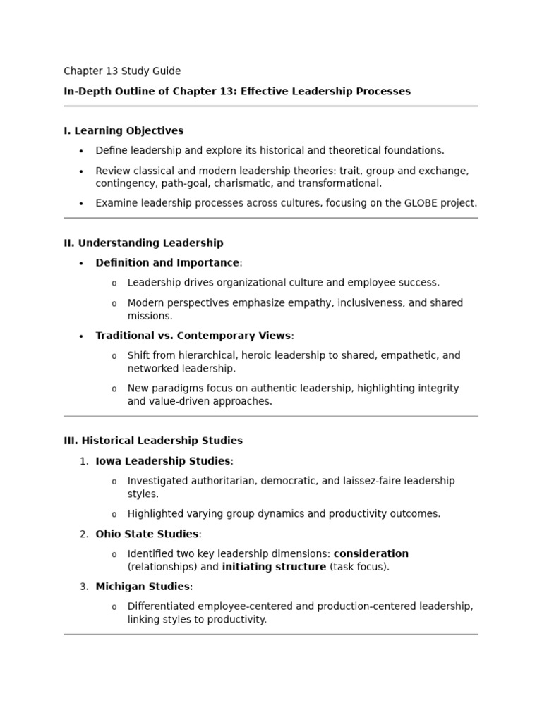 Chapter 13 Study Guide | PDF | Leadership | Social Psychology