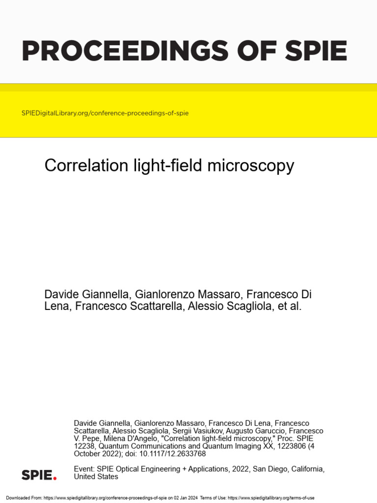 Correlation Light-Field Micros | PDF | Microscopy | Angular Resolution