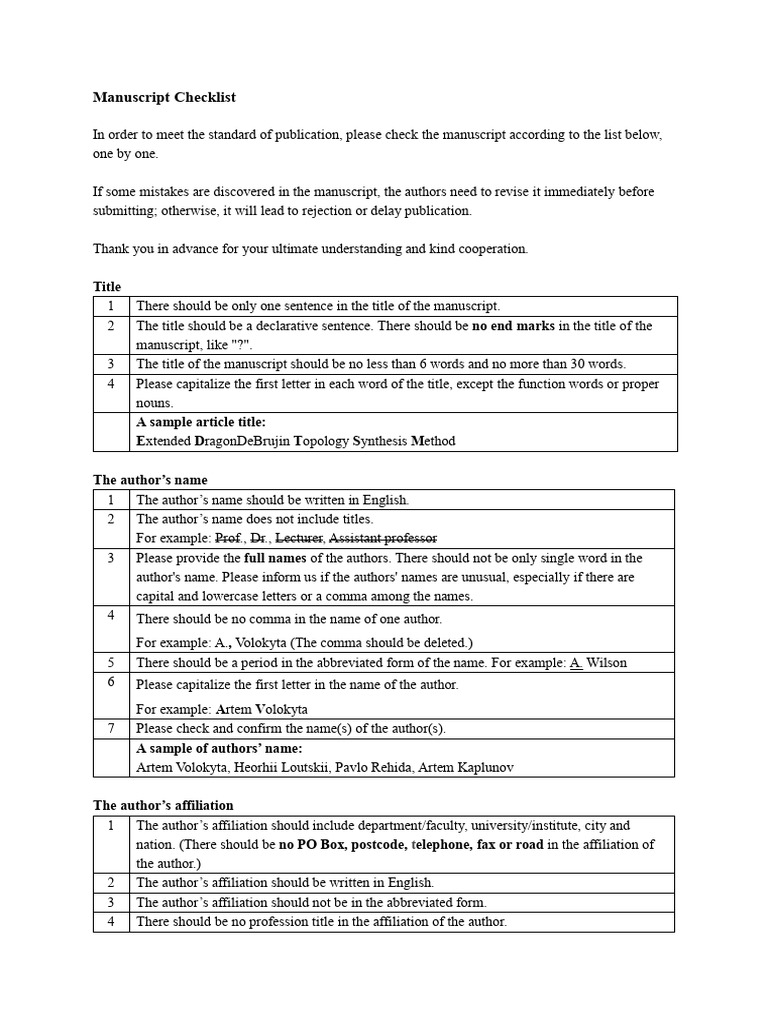 Manuscript_Checklist | PDF