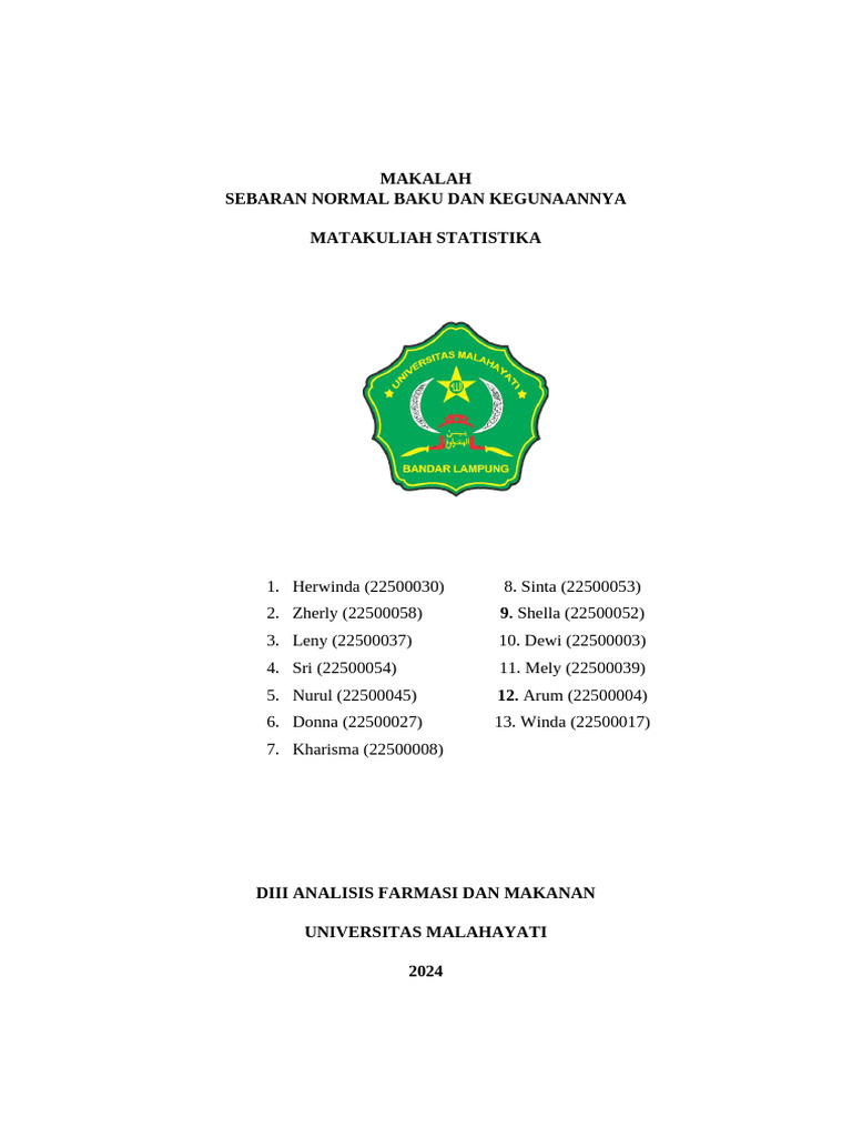 MAKALAH Sebaran Normal Baku | PDF