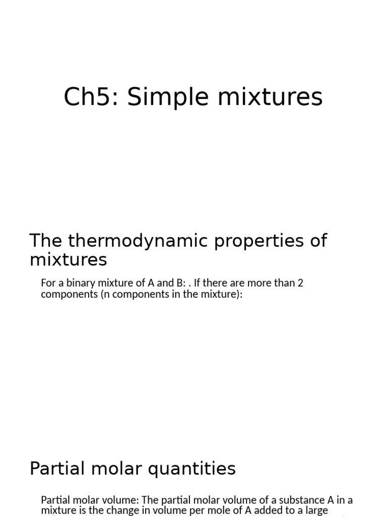 Simple Mixtures Clean | PDF | Physical Chemistry | Statistical Mechanics