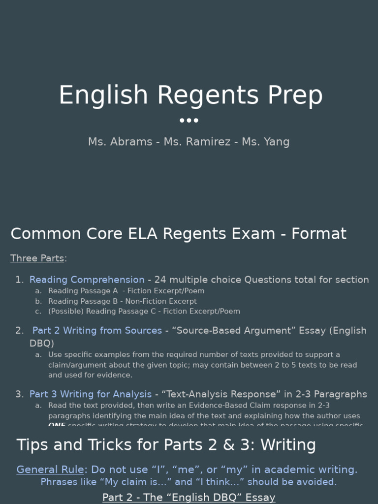 English Regents Exam Prep Guide | PDF | Essays | Paragraph