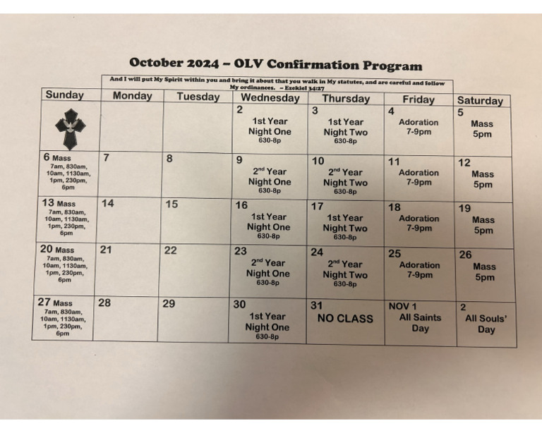 Olv Confirmation CalendarOct24 | PDF