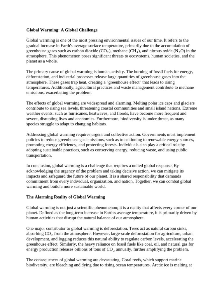 Global Warming Pdf Climate Change Greenhouse Gas