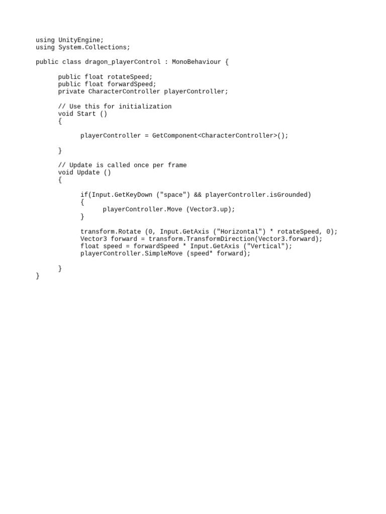 Basic Non-Anim Movmt Controller Csharp | PDF