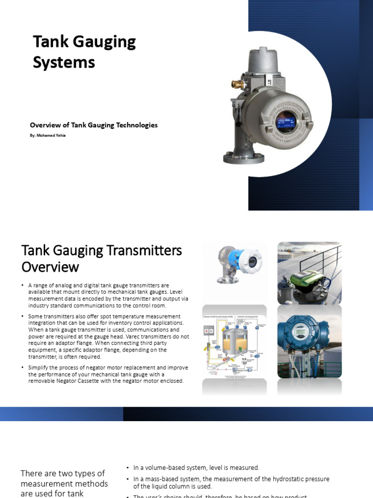 Tank Gauging Systems Overview | PDF | Pressure | Pressure Measurement