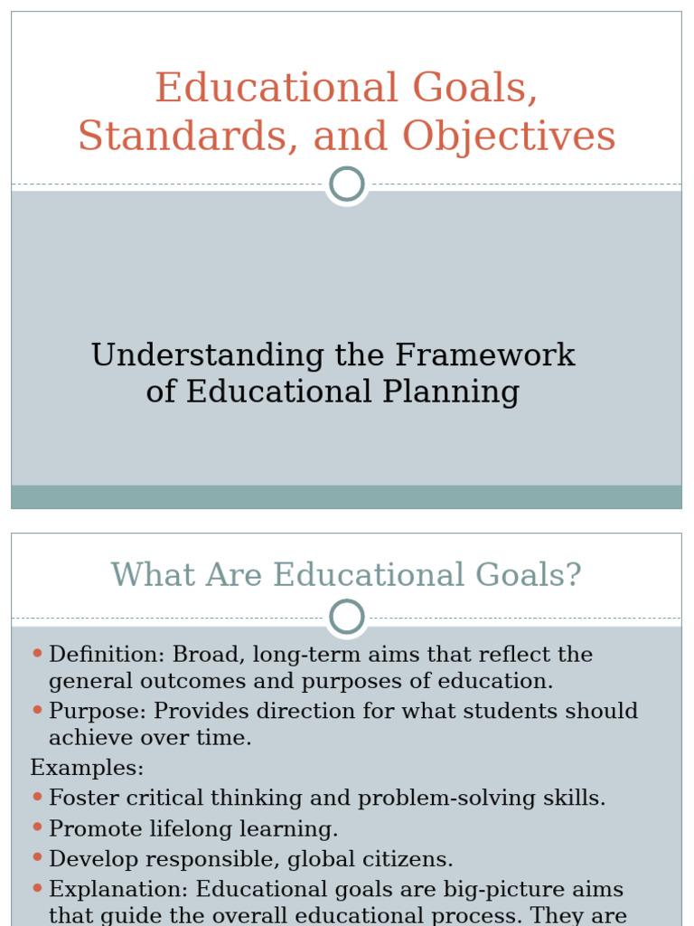 Educational Goals And Standards Overview Pdf Educational Assessment