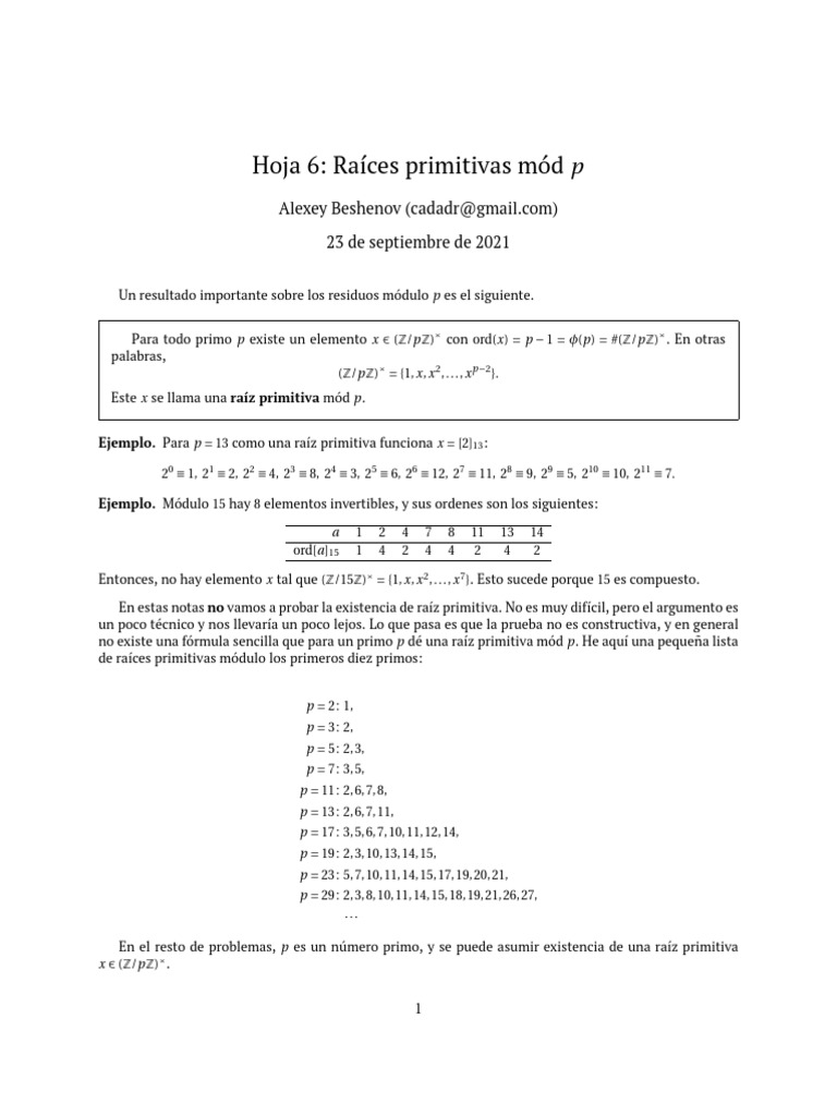 hoja-6 (1) | PDF | Matemáticas | Teoría de los números