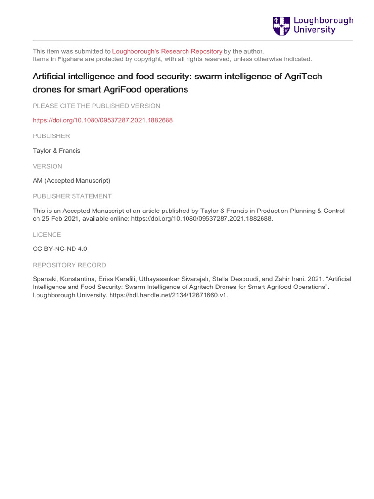Accepted Version-PPC Final Swarm Intelligence | PDF | Agriculture | Artificial Intelligence
