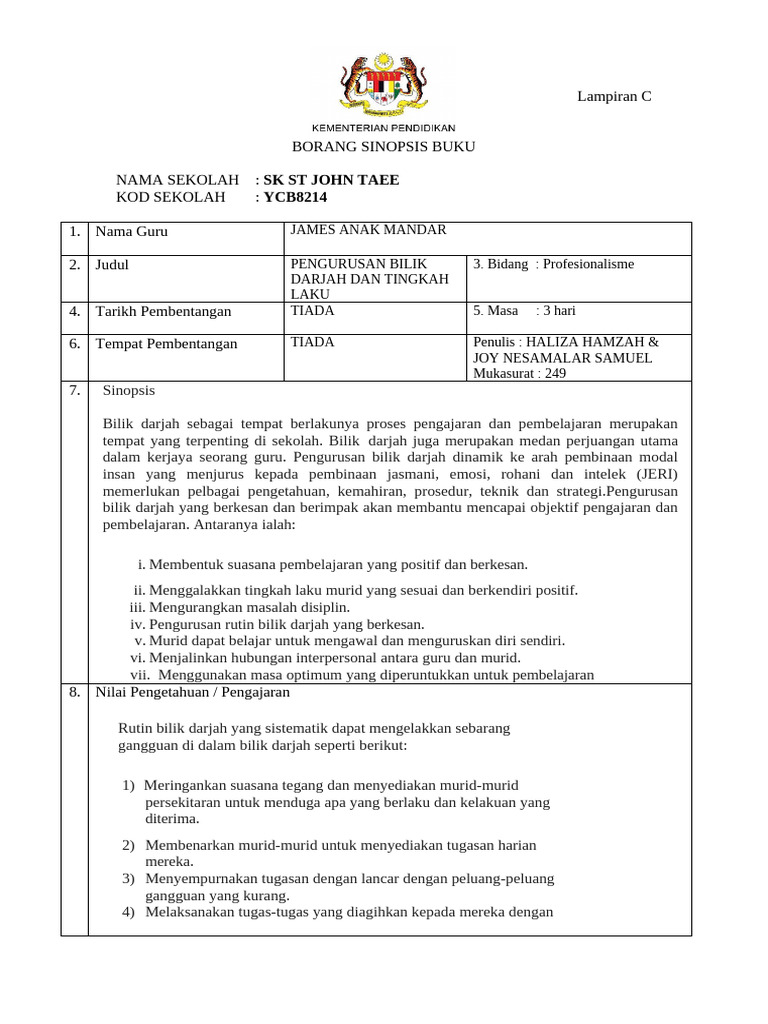 3. PENGURUSAN BILIK DARJAH DAN TINGKAH LAKU GB | PDF