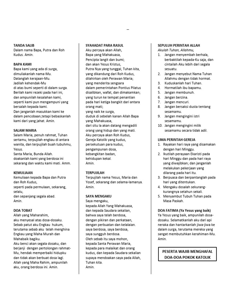 Doa Pokok Gereja Katolik | PDF
