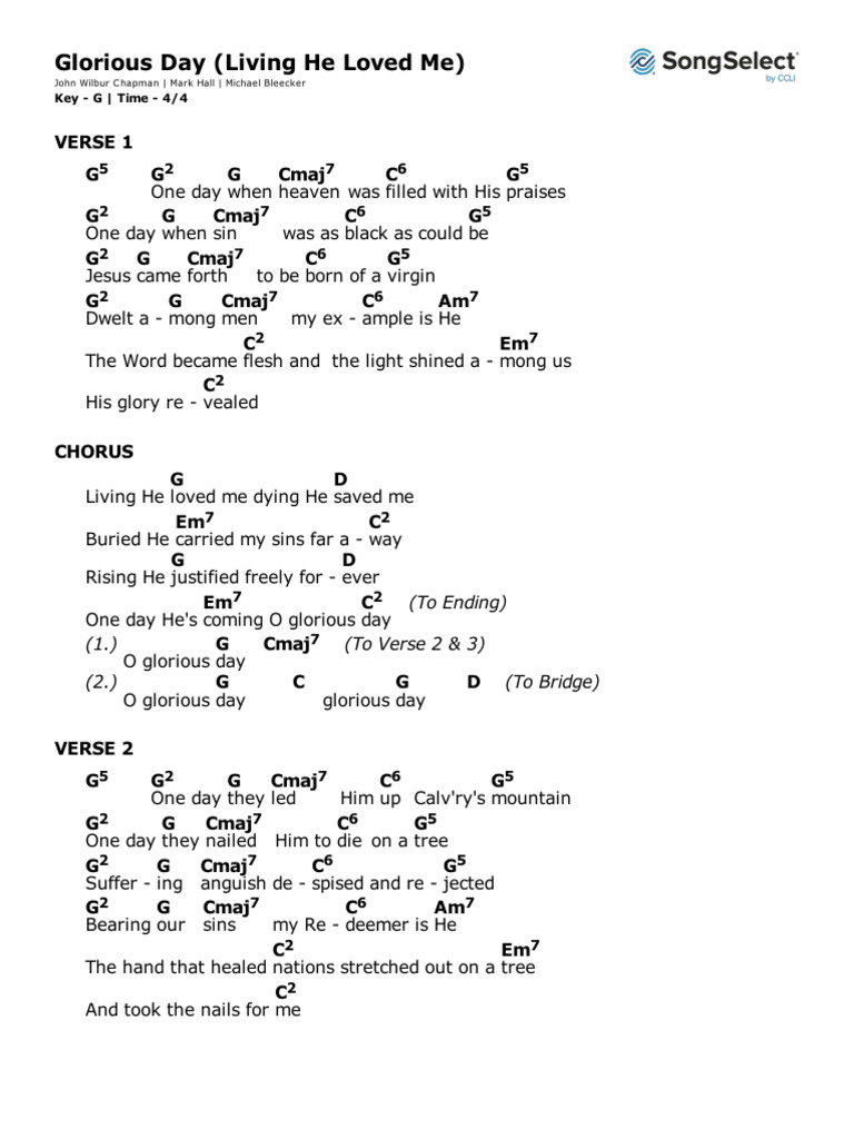 Glorious Day Living He Loved Me G | PDF | Christian Belief And Doctrine ...