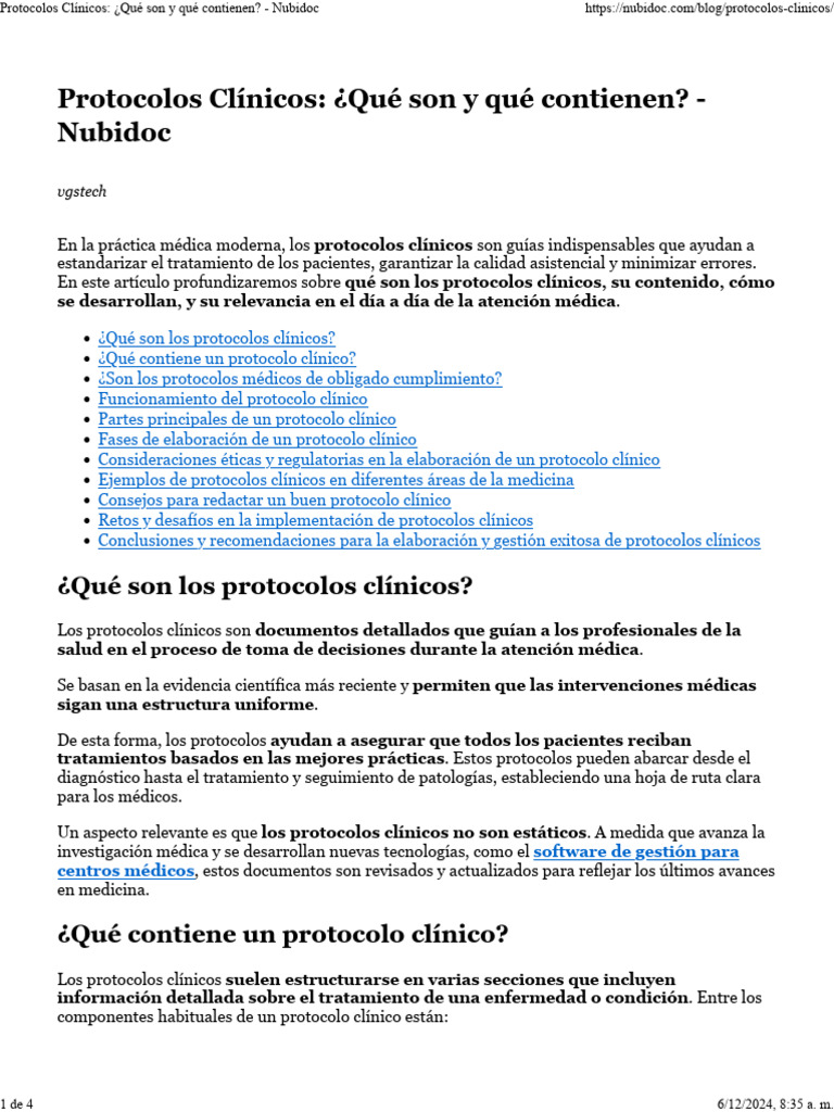 Protocolos Clínicos - ¿Qué Son y Qué Contienen - Nubidoc | PDF | Consentimiento informado | Medicina