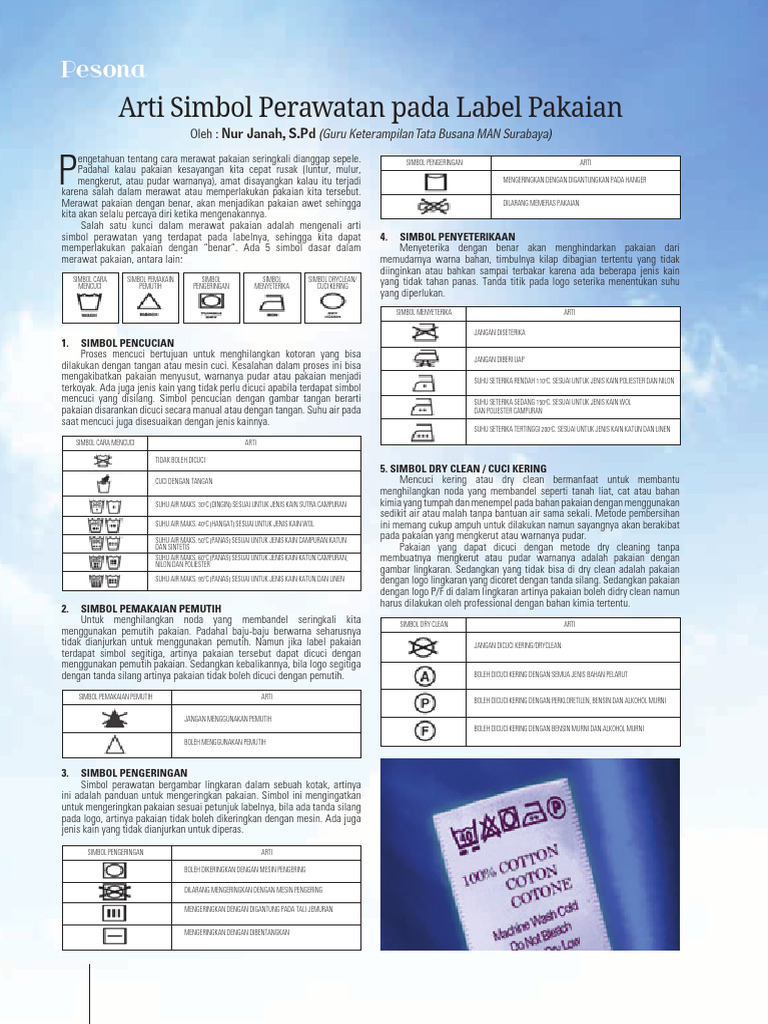 Arti Simbol Perawatan Pakaian | PDF