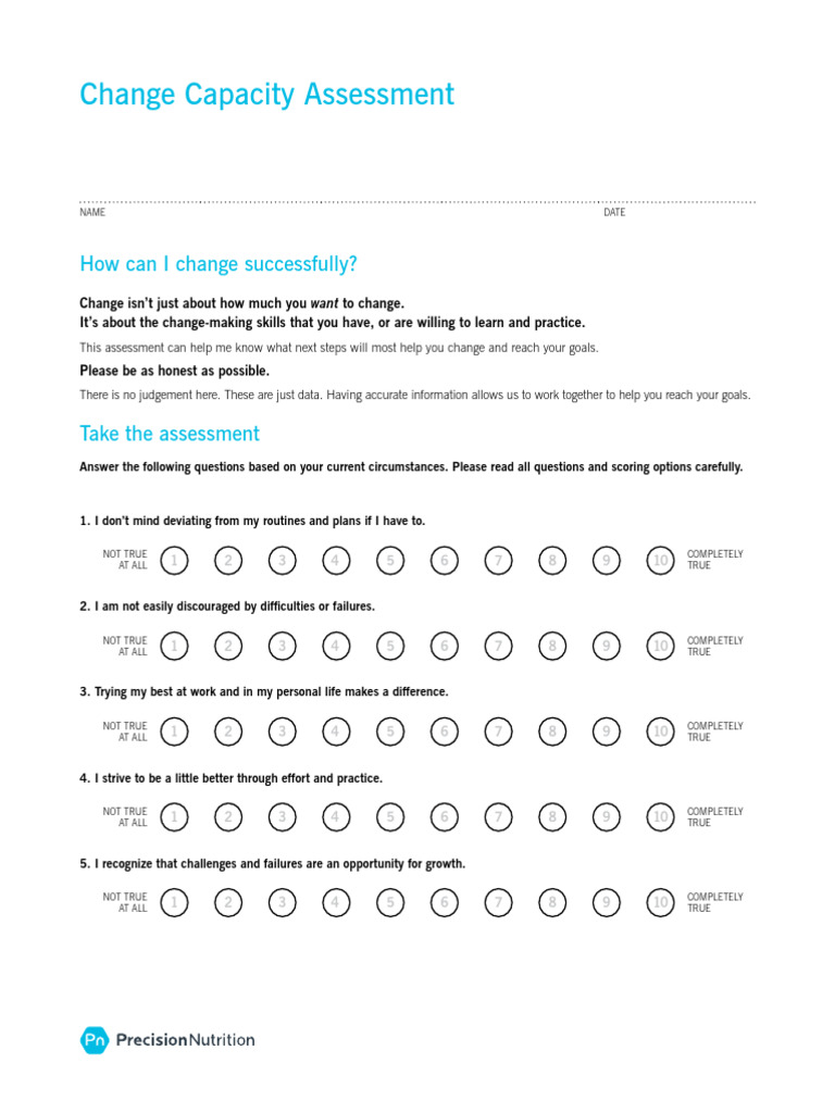 Change Capacity Assessment - Fillable | PDF | Psychology ...