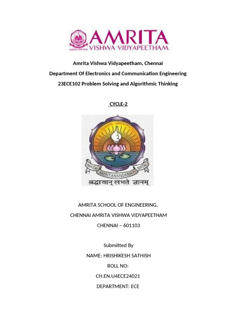 CH - En.u4ece24021 Psat Report 2024 Endsem-1-Compressed | PDF | Matrix ...