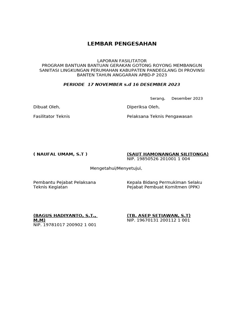 Lembar Pengesahan | PDF