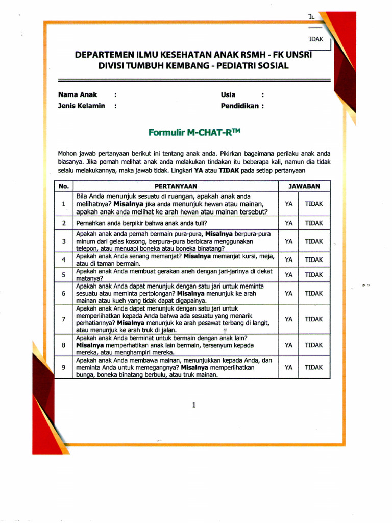 MCHAT, GPPH DR Rismarini | PDF