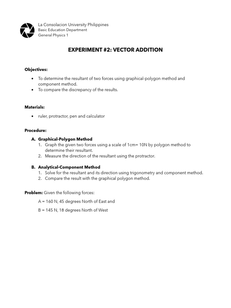 EXPERIMENT #2 - VECTOR ADDITION | PDF