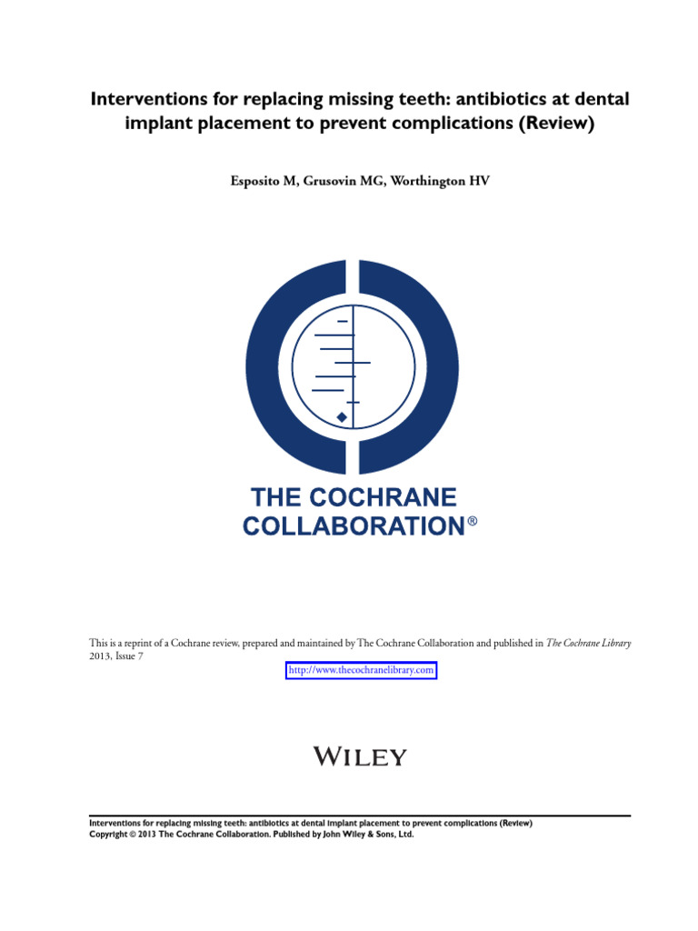 Interventions For Replacing Missing Teeth - Antibiotics at Dental ...