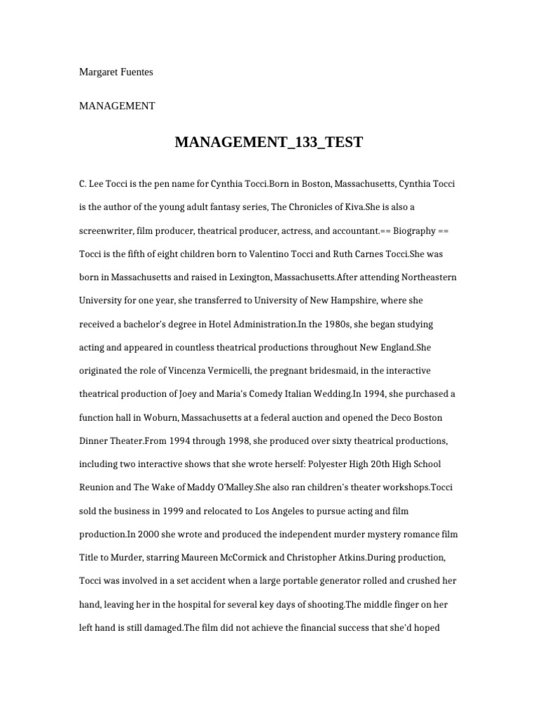Management 133 Test | PDF