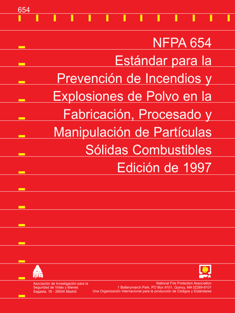 654 NFPA 1997 Prevecnión de Incendios y Explosiones Polvos | PDF | Pago ...