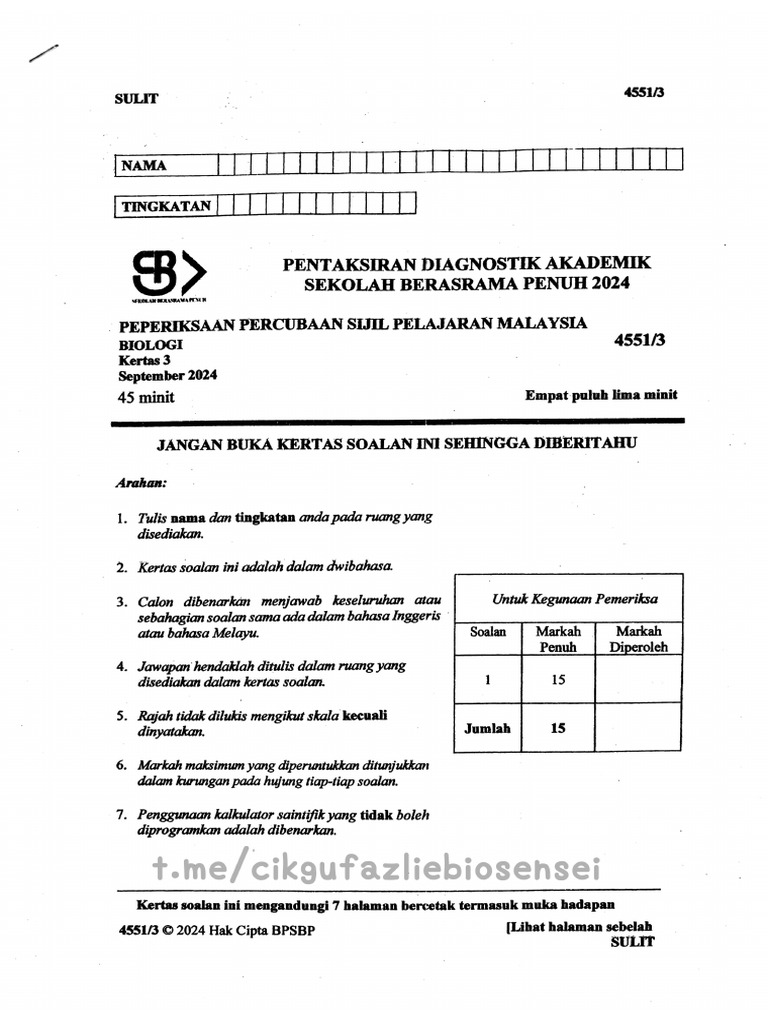 SBP 2024 - Bio3 | PDF