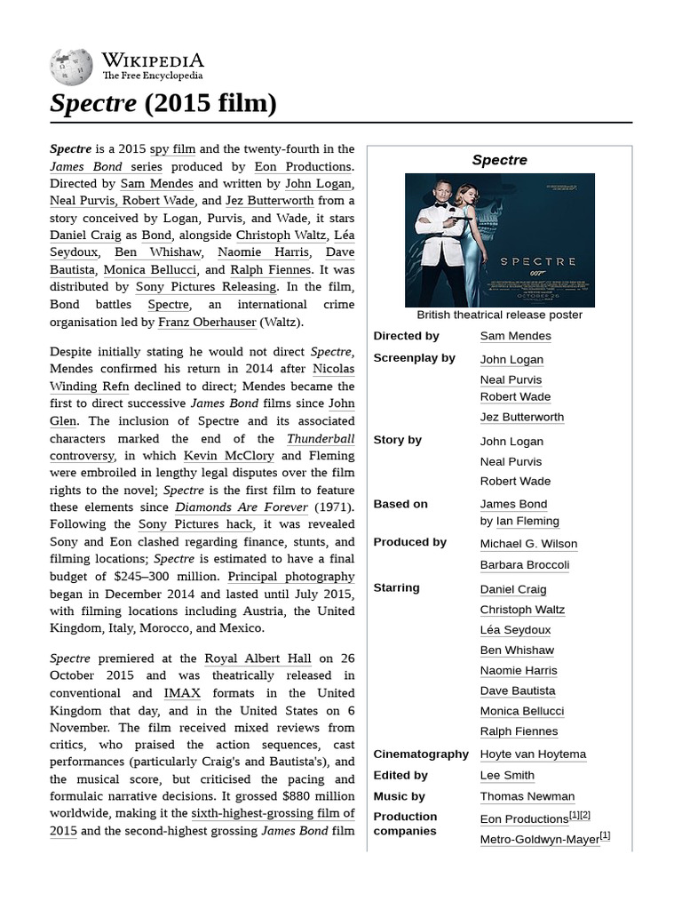 Spectre (2015 Film) | PDF