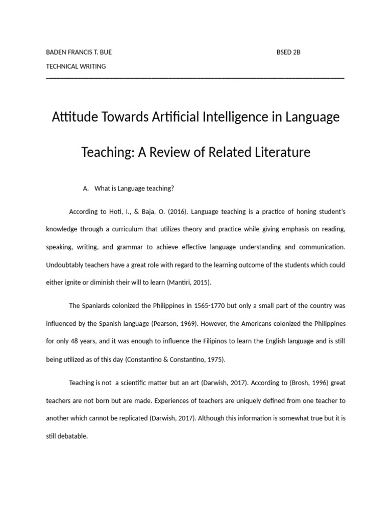 Bue, Baden Francis T_RRL | PDF | Artificial Intelligence | Intelligence (AI) & Semantics
