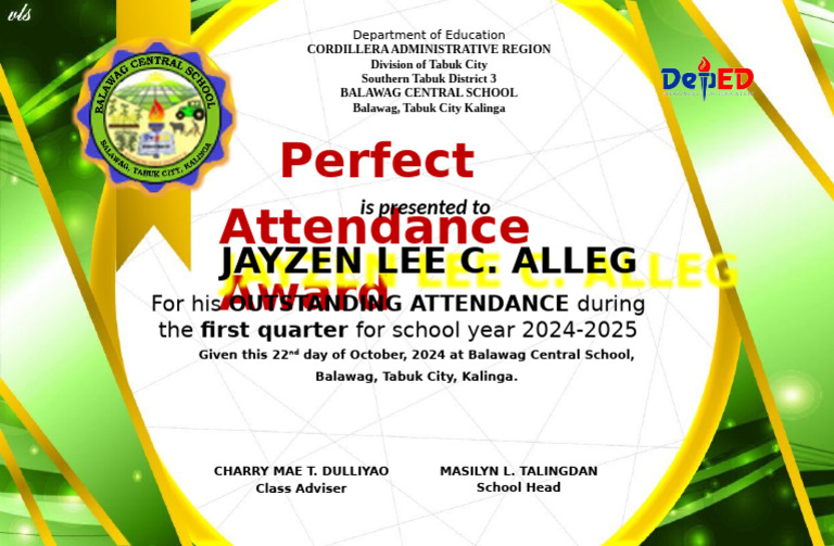 Perfect Attendance Award - 034708 | PDF