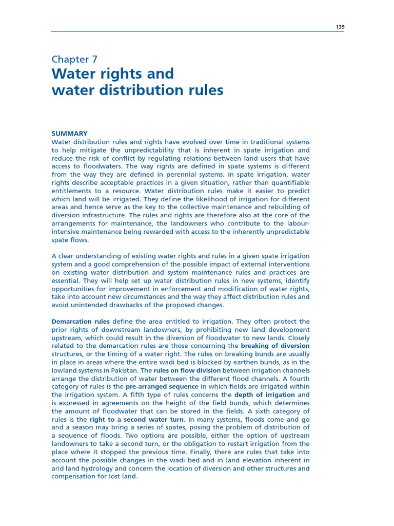 Water Rights and Water Distribution Rules | PDF | Flood | Irrigation