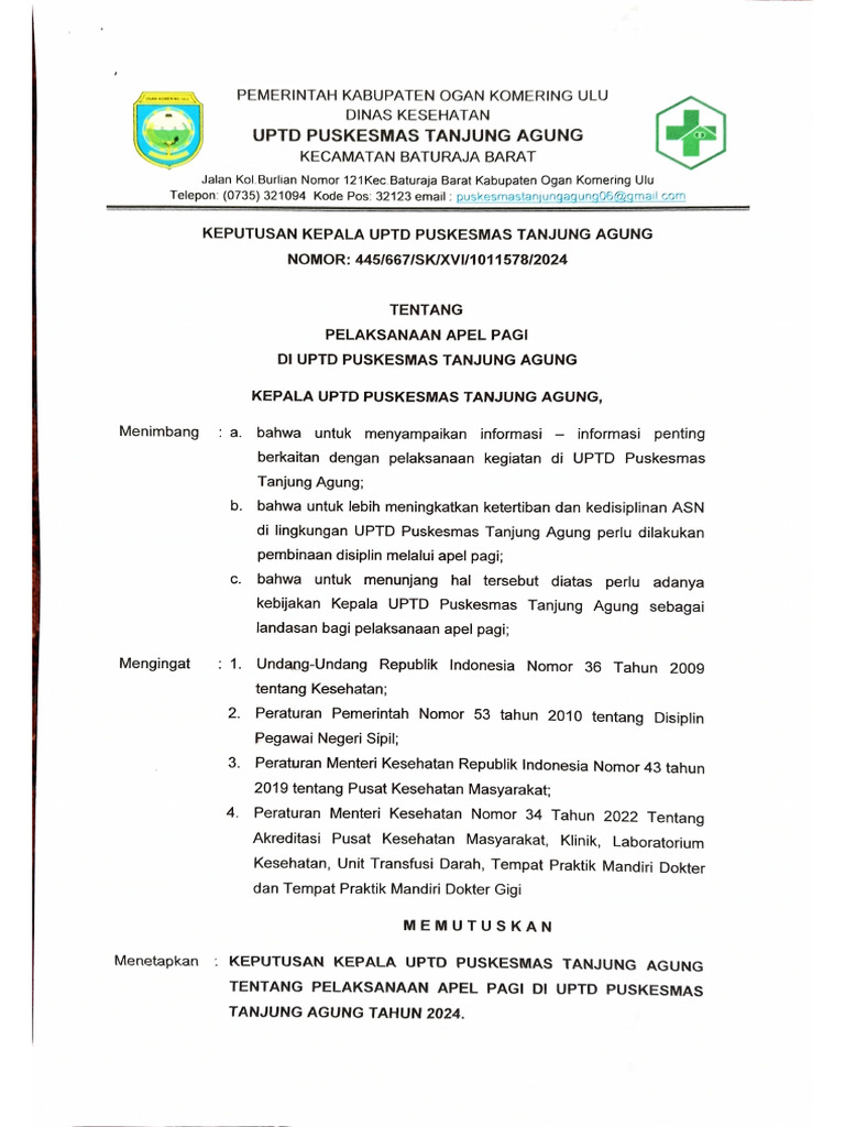SK Pelaksanaan Apel | PDF