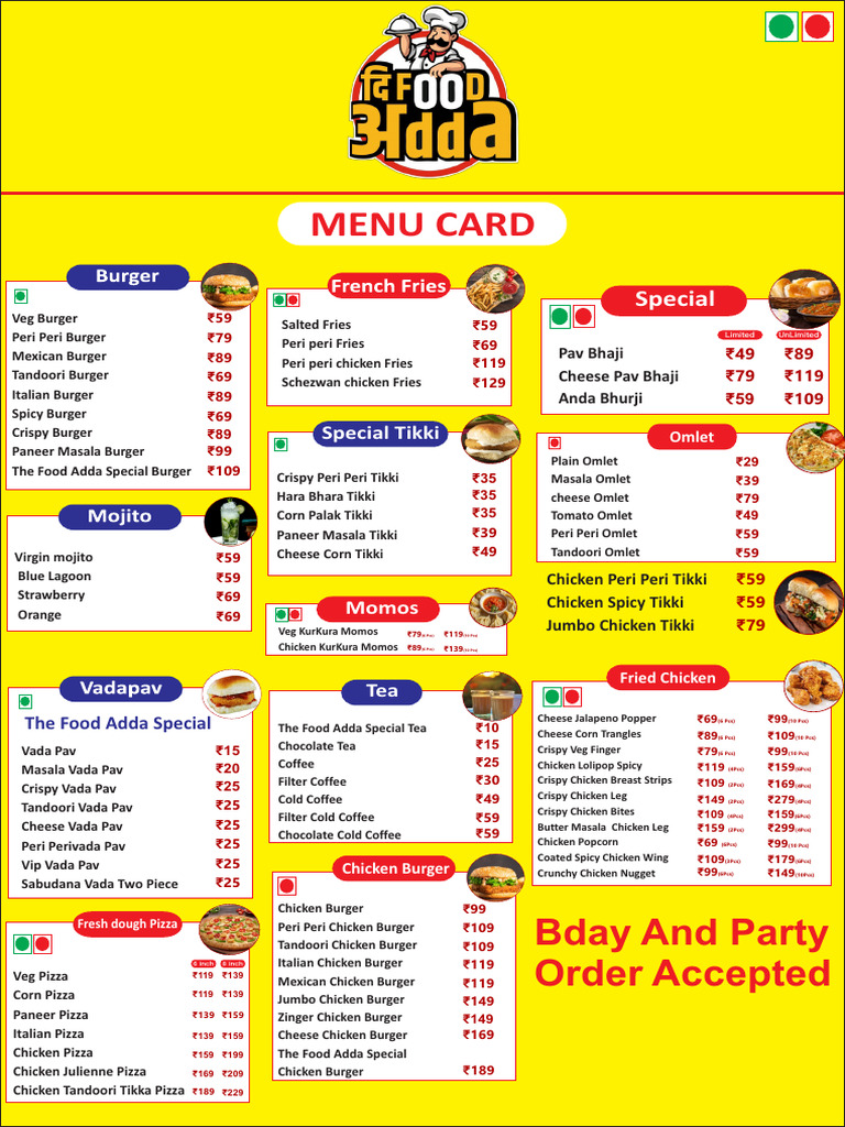 Menu Card | PDF | Hamburgers | Foods