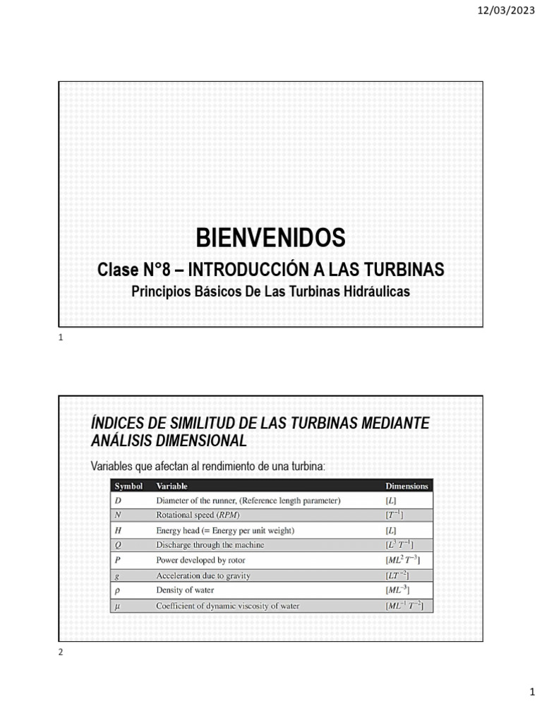 CLASE-N°8 | PDF | Turbina | Numero Reynolds